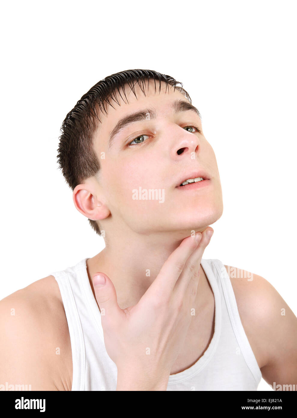 Teenager after Shaving Stock Photo - Alamy