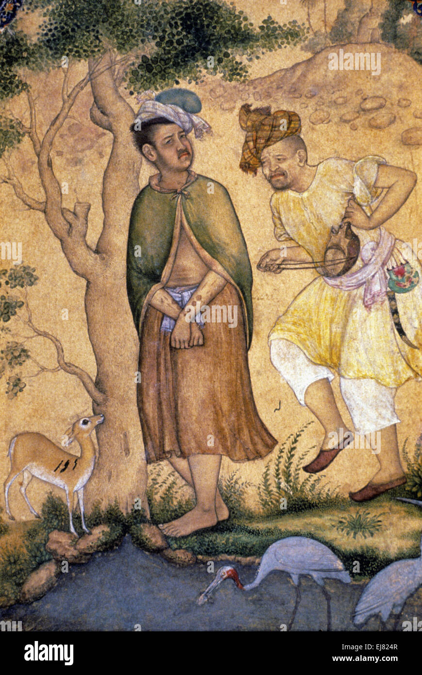 Darvish and Musician. Mughal miniature painting circa 1610 A.D. India ...