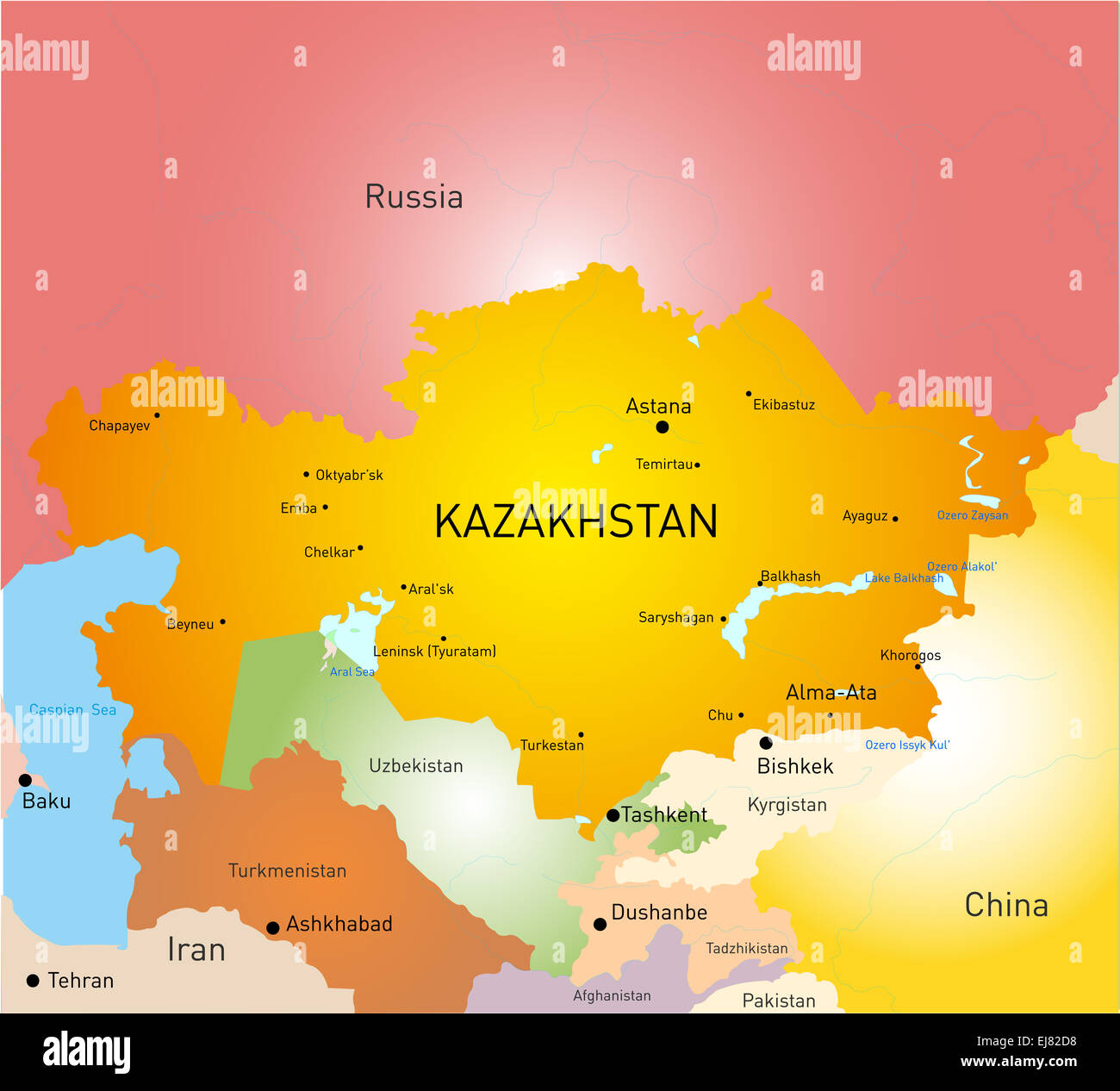 Kazakstan map hi-res stock photography and images - Alamy