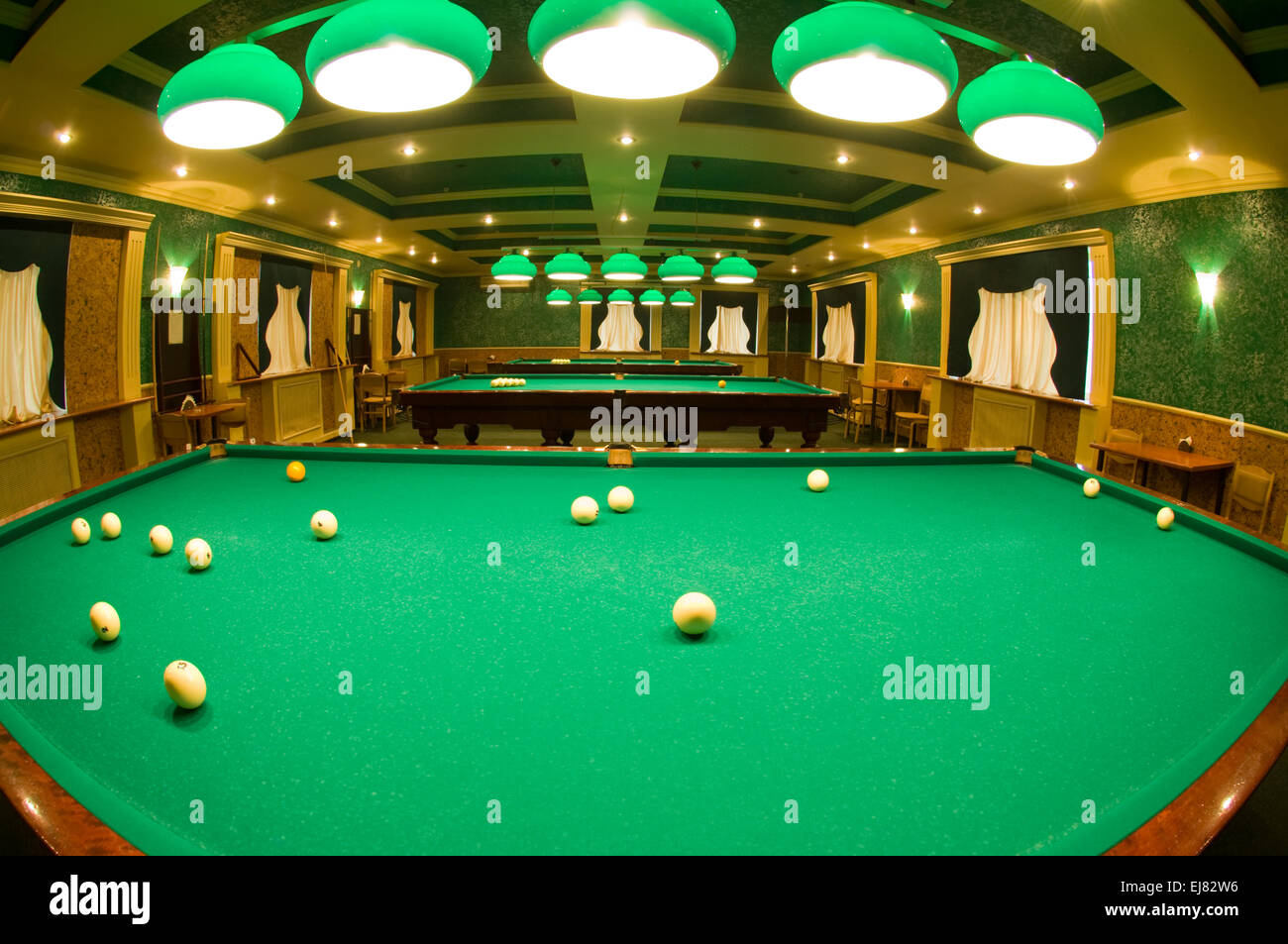 interior space with tables for billiards Stock Photo - Alamy