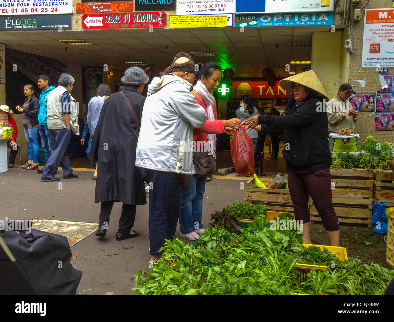 Paris, France, Street Scene, Asians Shopping Street Vendors, Front of ...