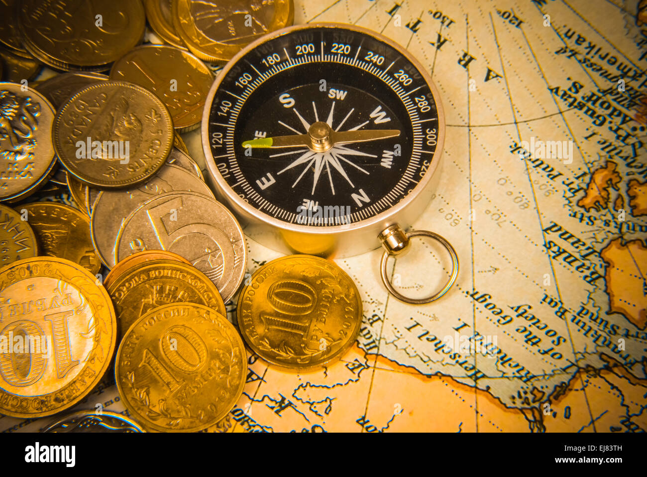 card with coins Stock Photo - Alamy