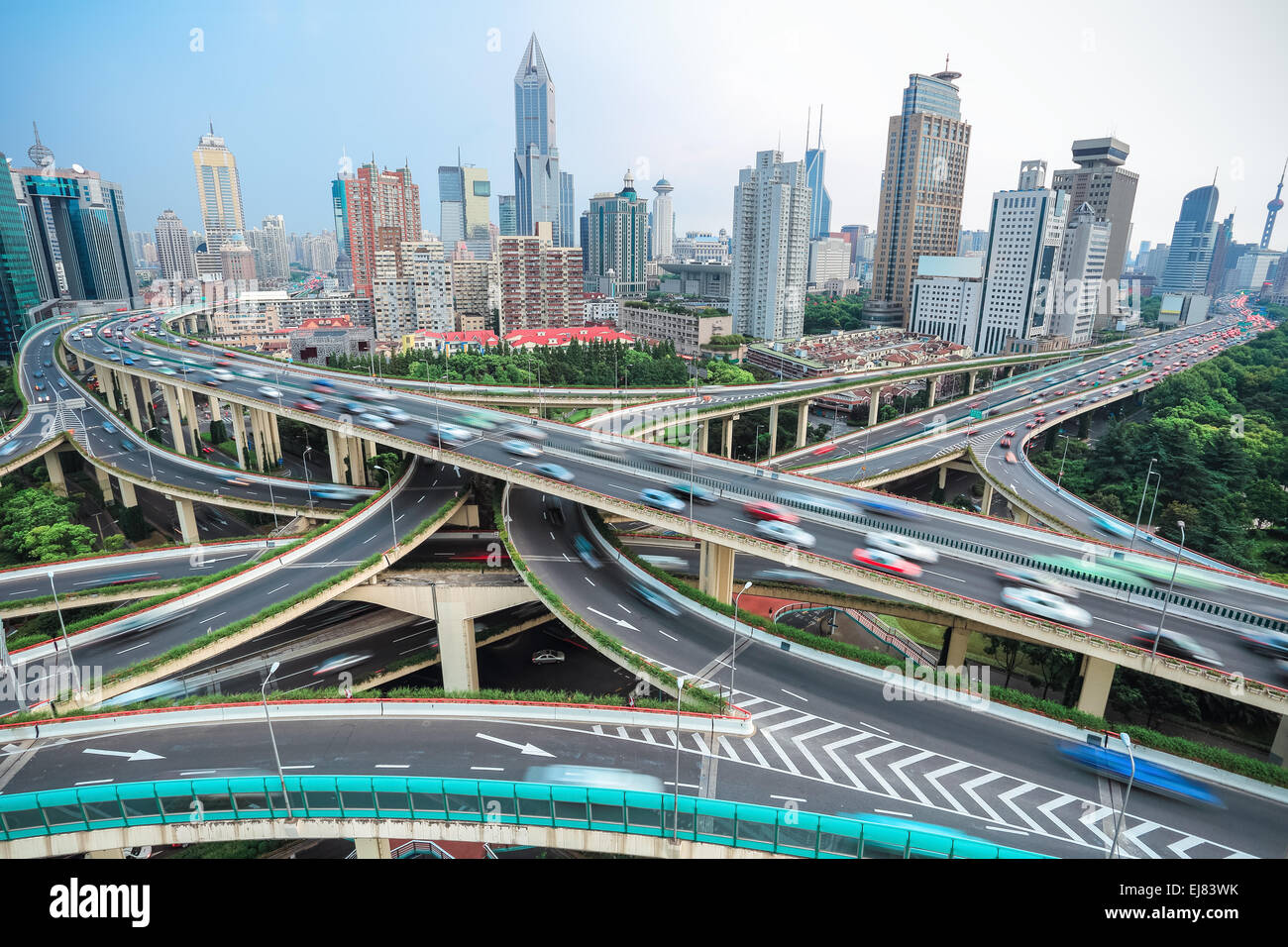 shanghai elevated road junction and interchange overpass Stock Photo ...