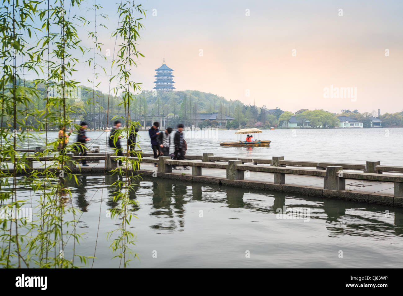 beautiful hangzhou west lake scenery in spring Stock Photo - Alamy
