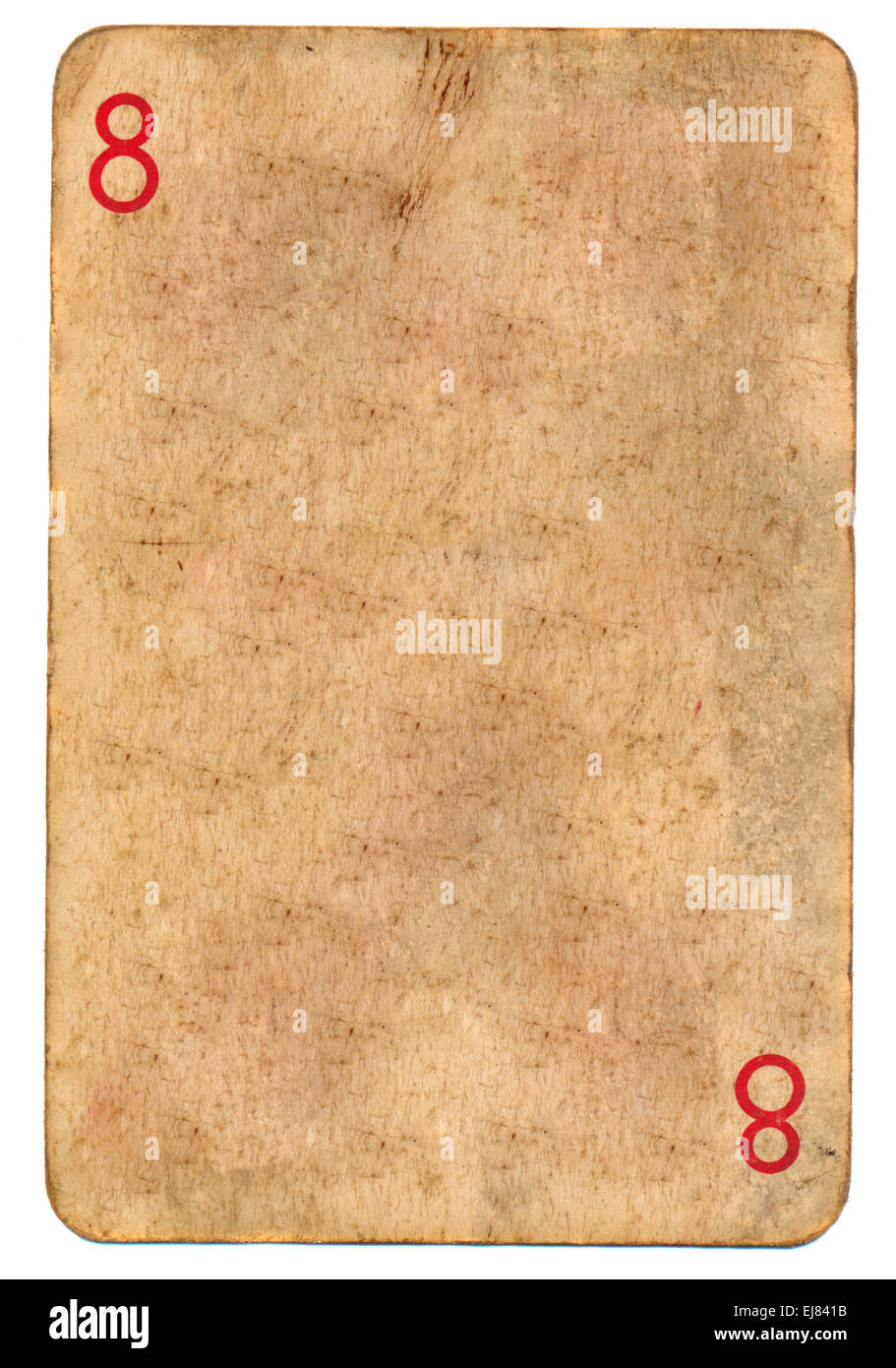 old playing card paper background with number 8 isolated on white Stock ...