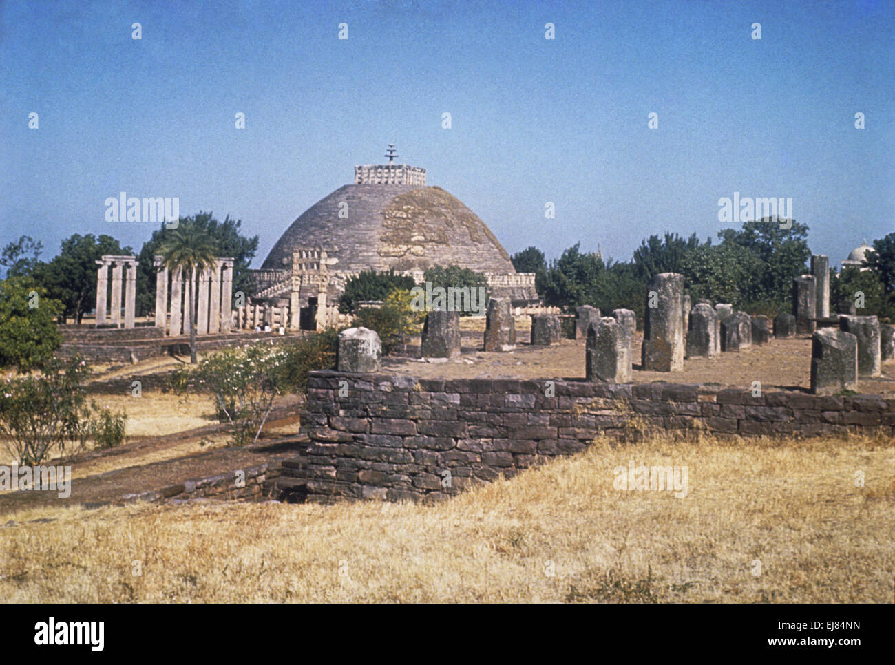 Stupa 1 or Great Stupa : View from South-East. Sanchi, Dist Raisen ...