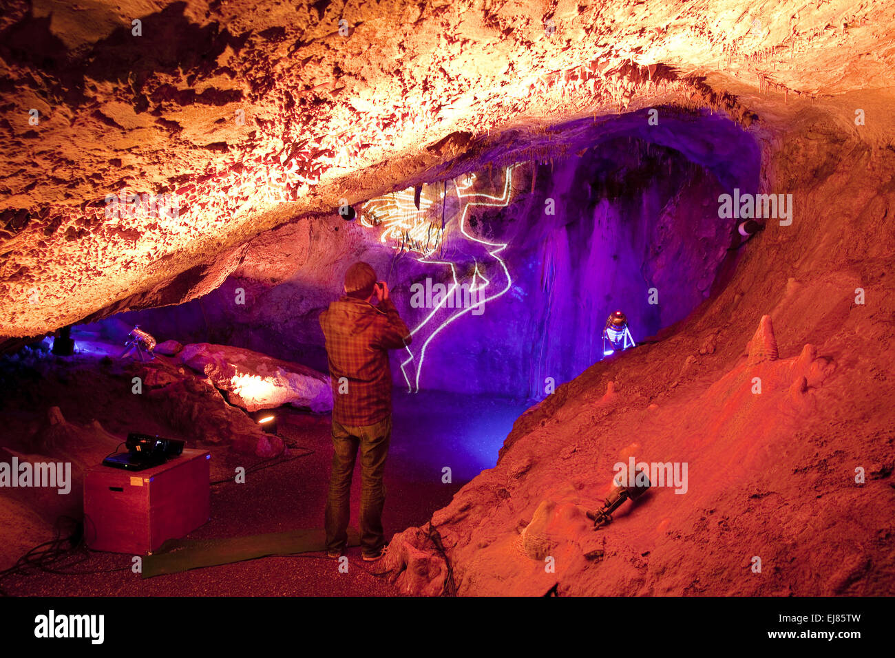 Cave lights, Dechen Cave, Iserlohn, Germany Stock Photo - Alamy