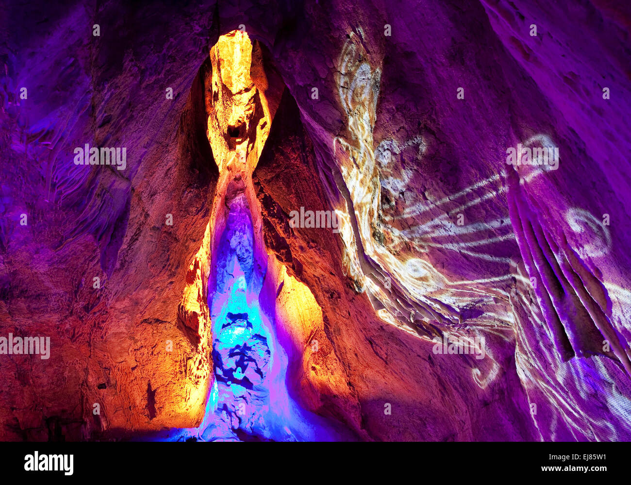 Cave lights, Dechen Cave, Iserlohn, Germany Stock Photo - Alamy