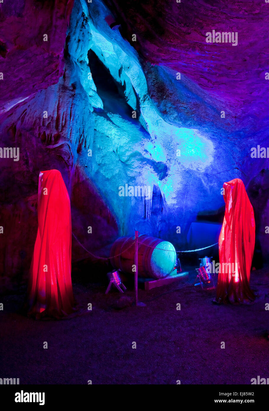 Cave lights, Dechen Cave, Iserlohn, Germany Stock Photo - Alamy