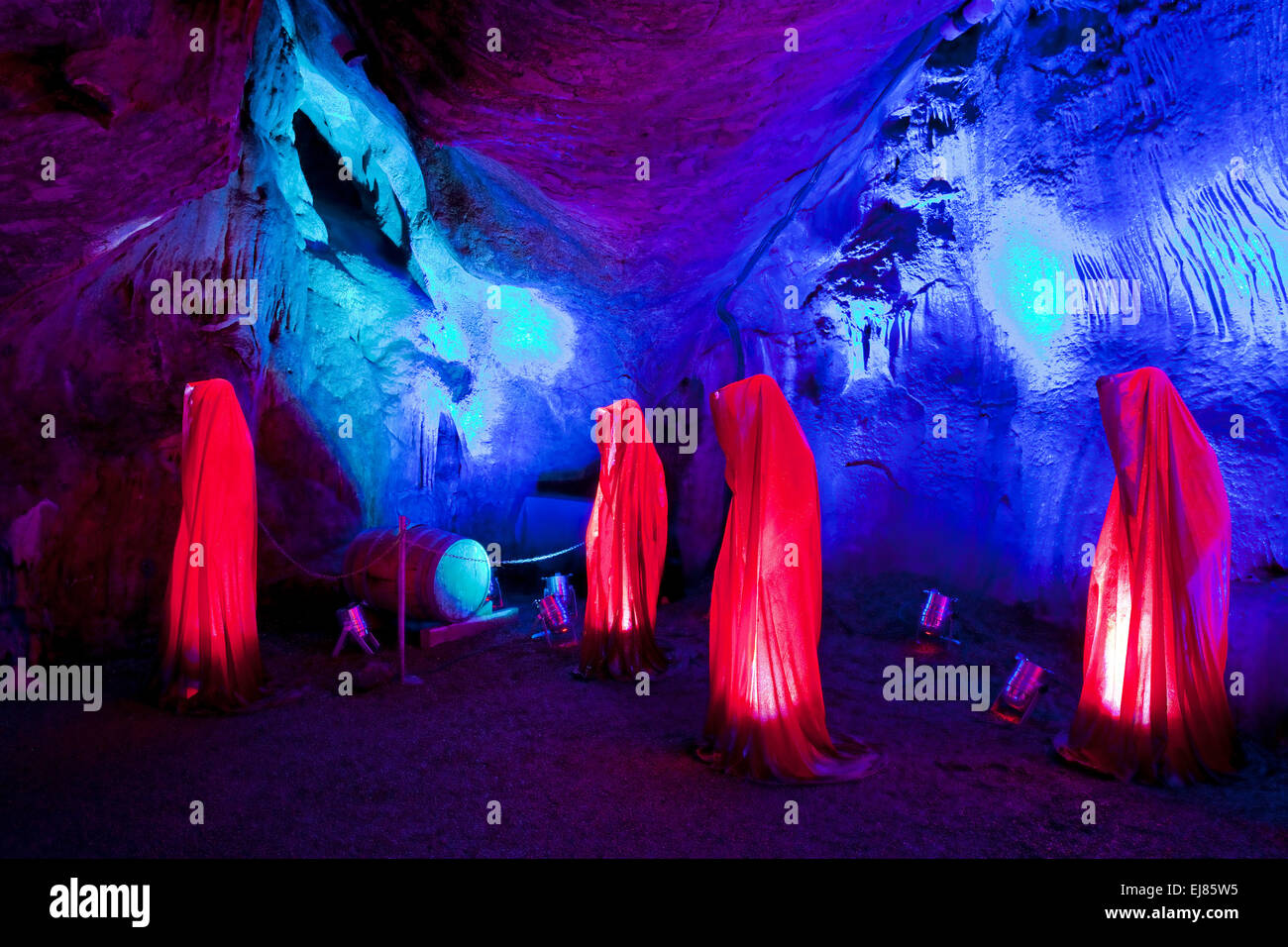 Cave lights, Dechen Cave, Iserlohn, Germany Stock Photo - Alamy