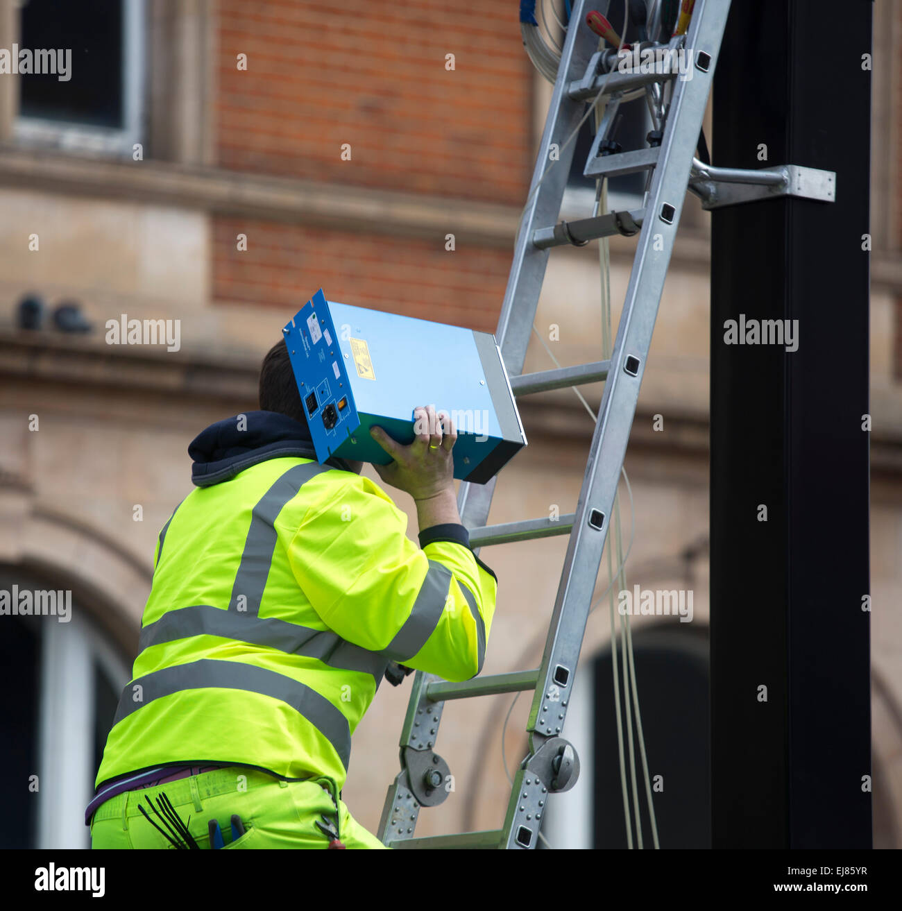 Digital speed camera being installed Stock Photo - Alamy