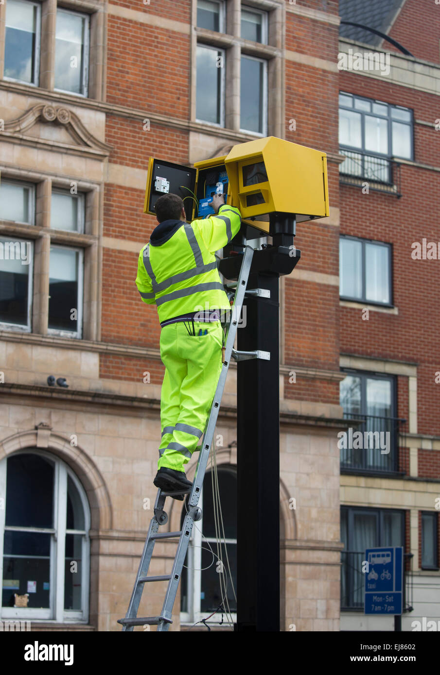 Digital speed camera being installed Stock Photo - Alamy