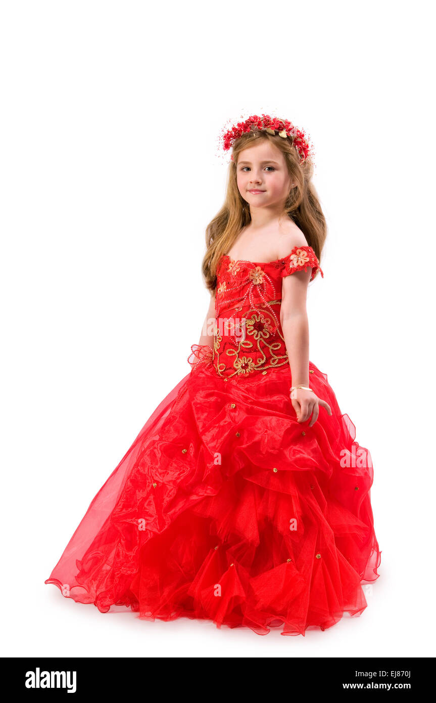 Teen girl in a red dress Stock Photo - Alamy