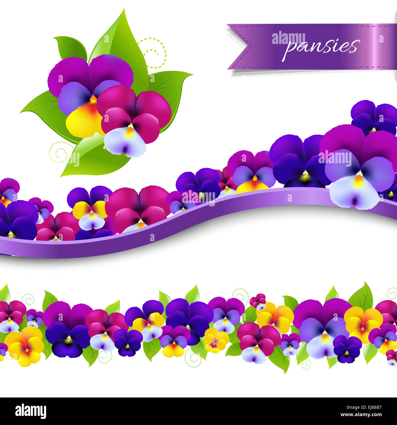 Pansies Borders Set Stock Photo - Alamy