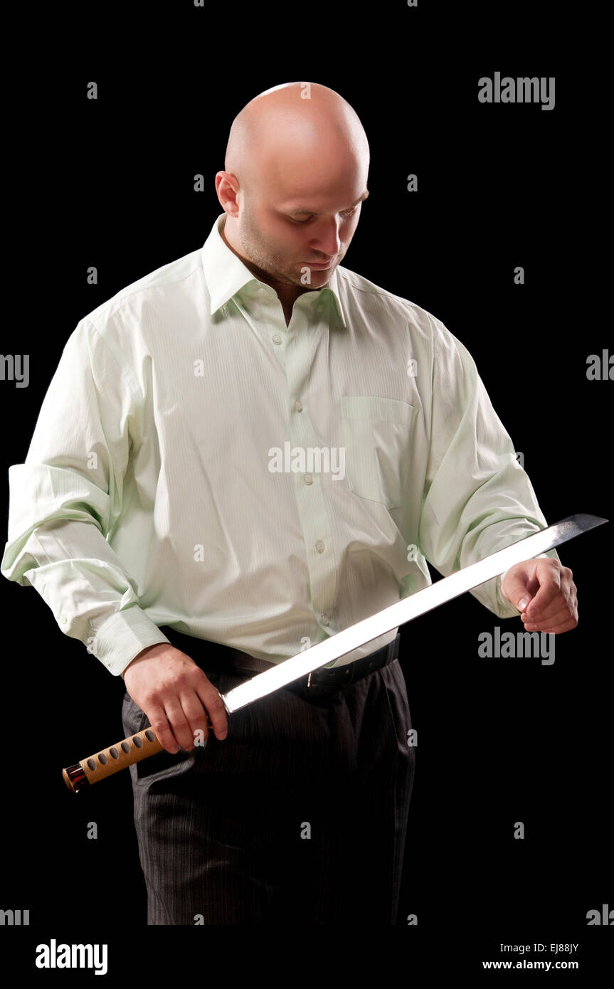 man with a Japanese sword Stock Photo - Alamy