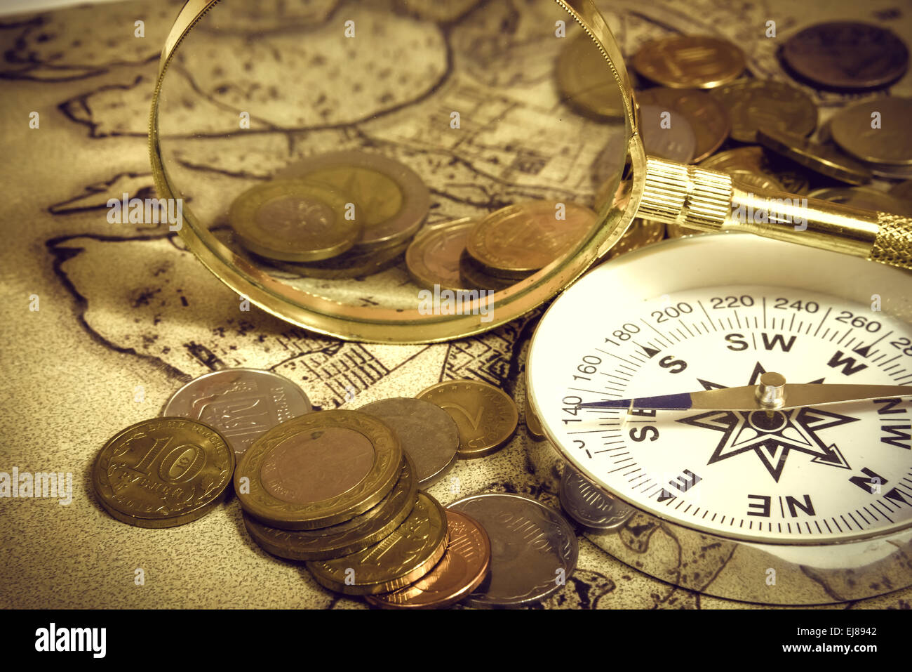 card with coins Stock Photo - Alamy