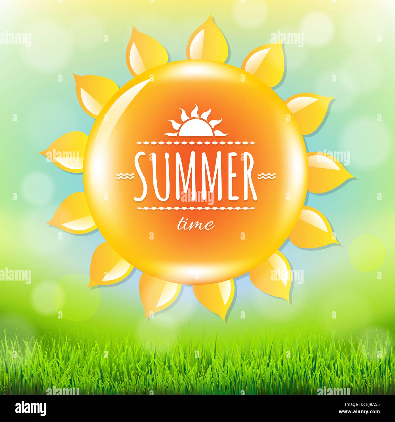Summer Time Poster With Grass Stock Photo - Alamy