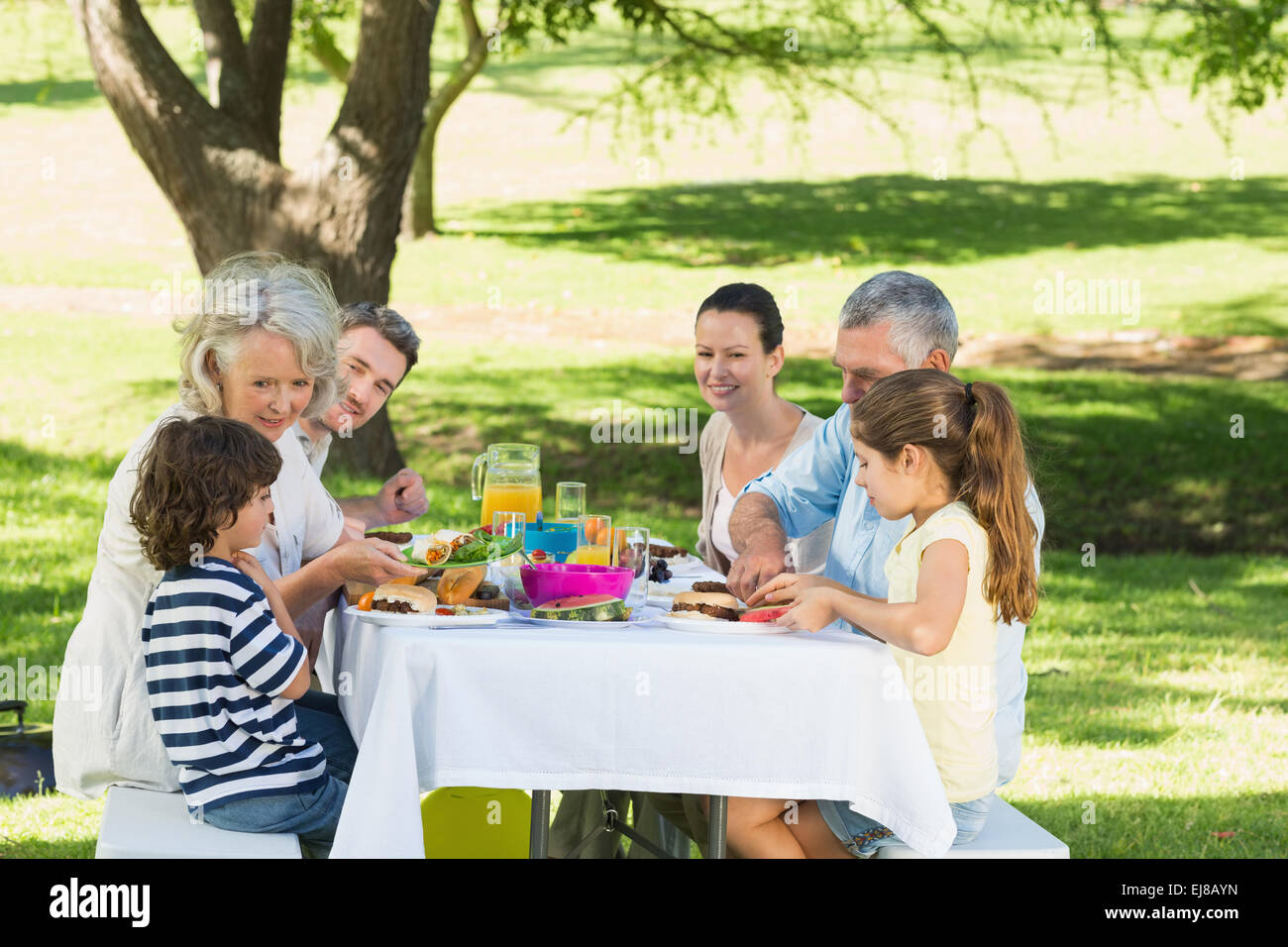 Extended family meal outdoors hi-res stock photography and images - Alamy