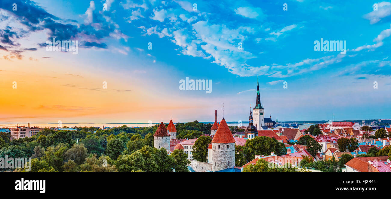 Panorama Panoramic Scenic View Landscape Old City Town Tallinn In ...