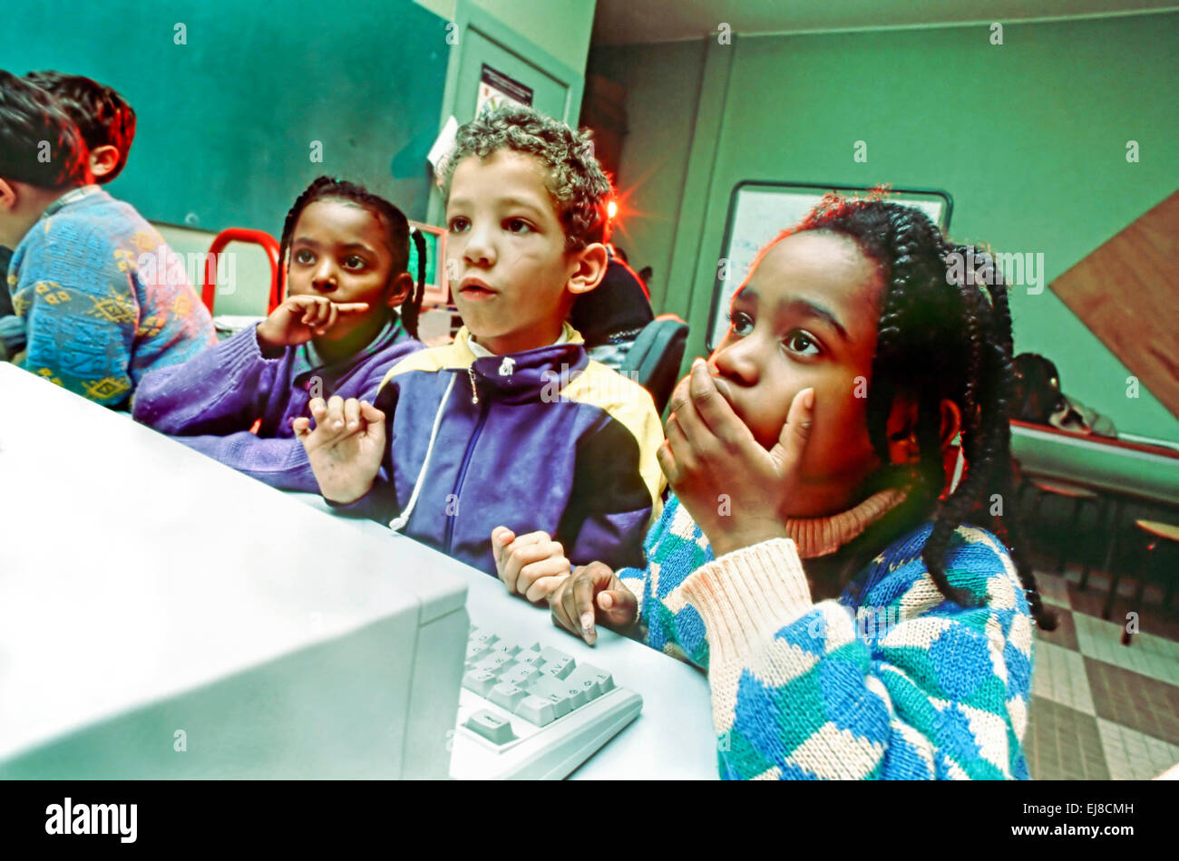 PARIS, France - Group Minority Children in Grammar School, Using ...