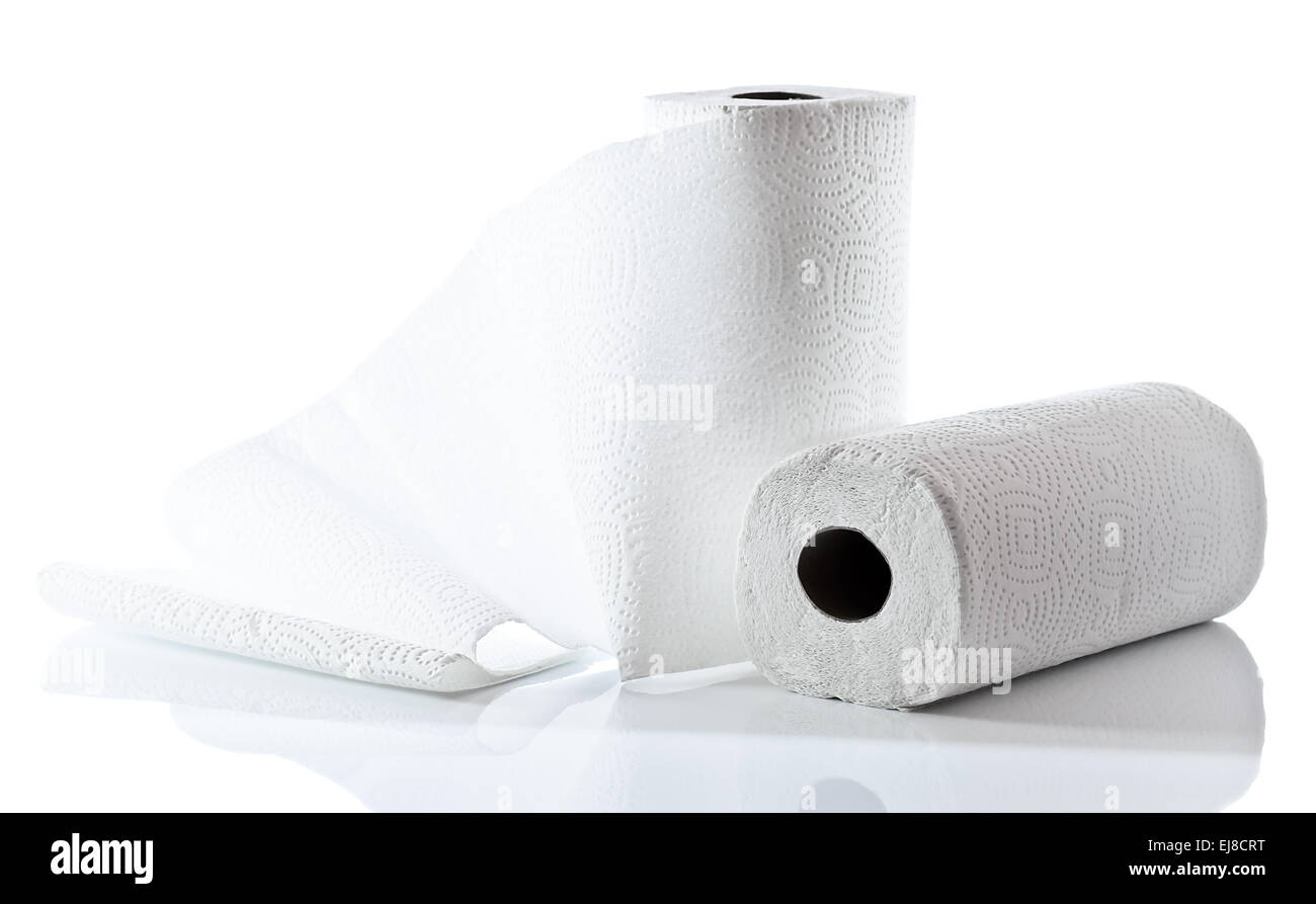 paper towel isolated on white reflective background Stock Photo - Alamy