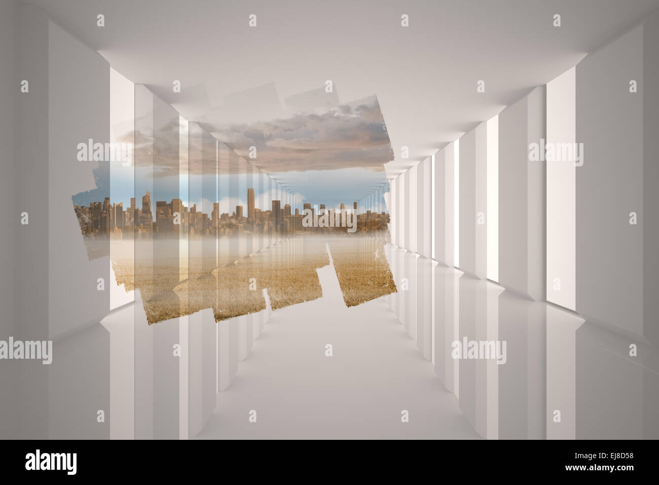 Abstract screen in room showing technology interface Stock Photo - Alamy