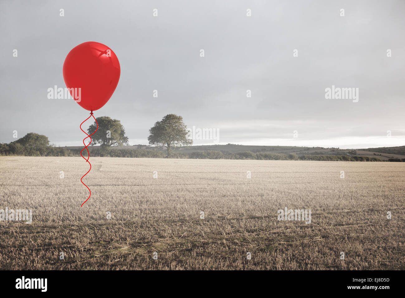 Balloon above a field Stock Photo - Alamy