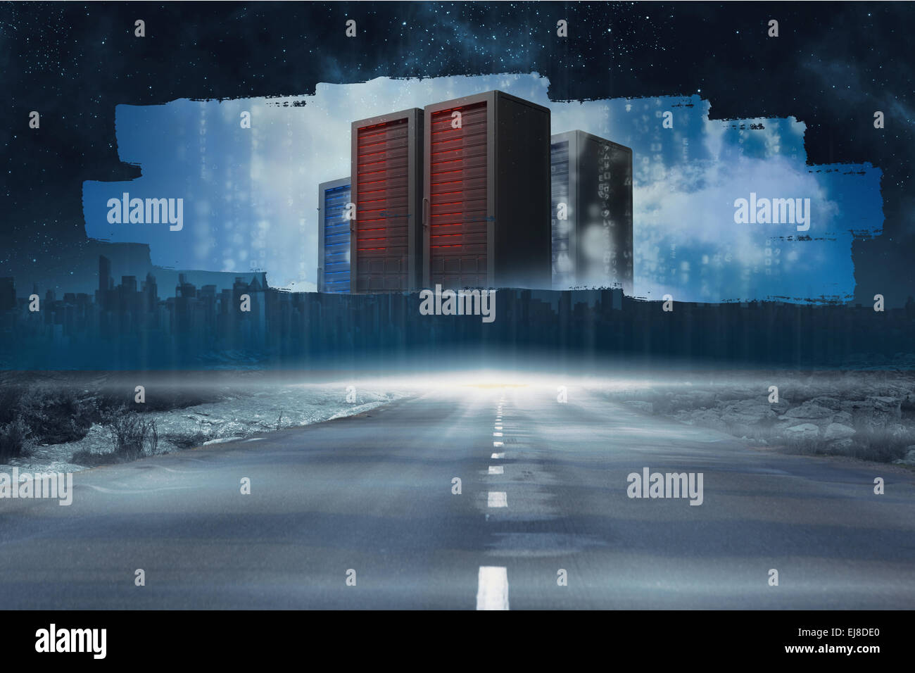 Screen showing server towers Stock Photo - Alamy