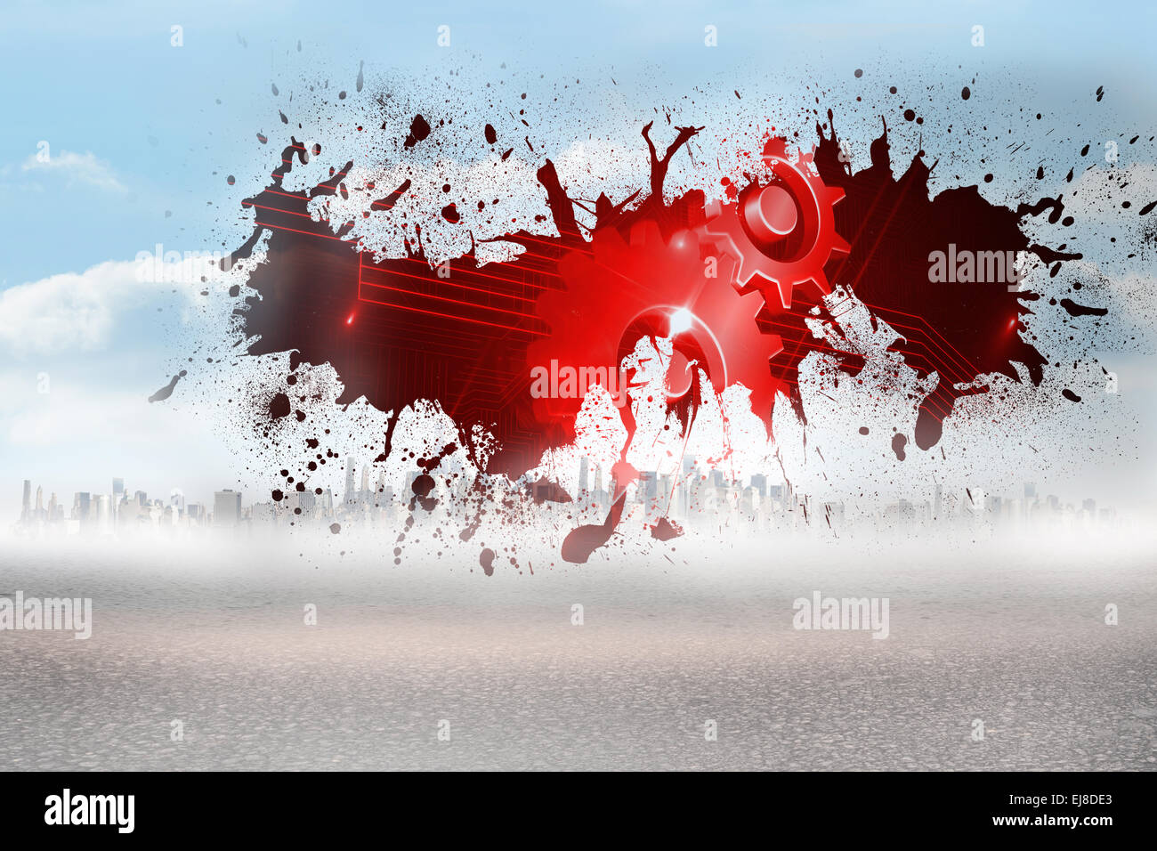 Splash showing cogs and wheels Stock Photo - Alamy