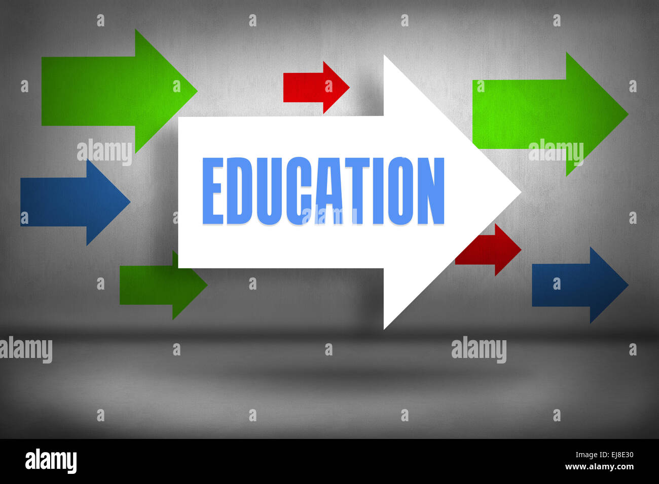 Education against arrows pointing Stock Photo - Alamy