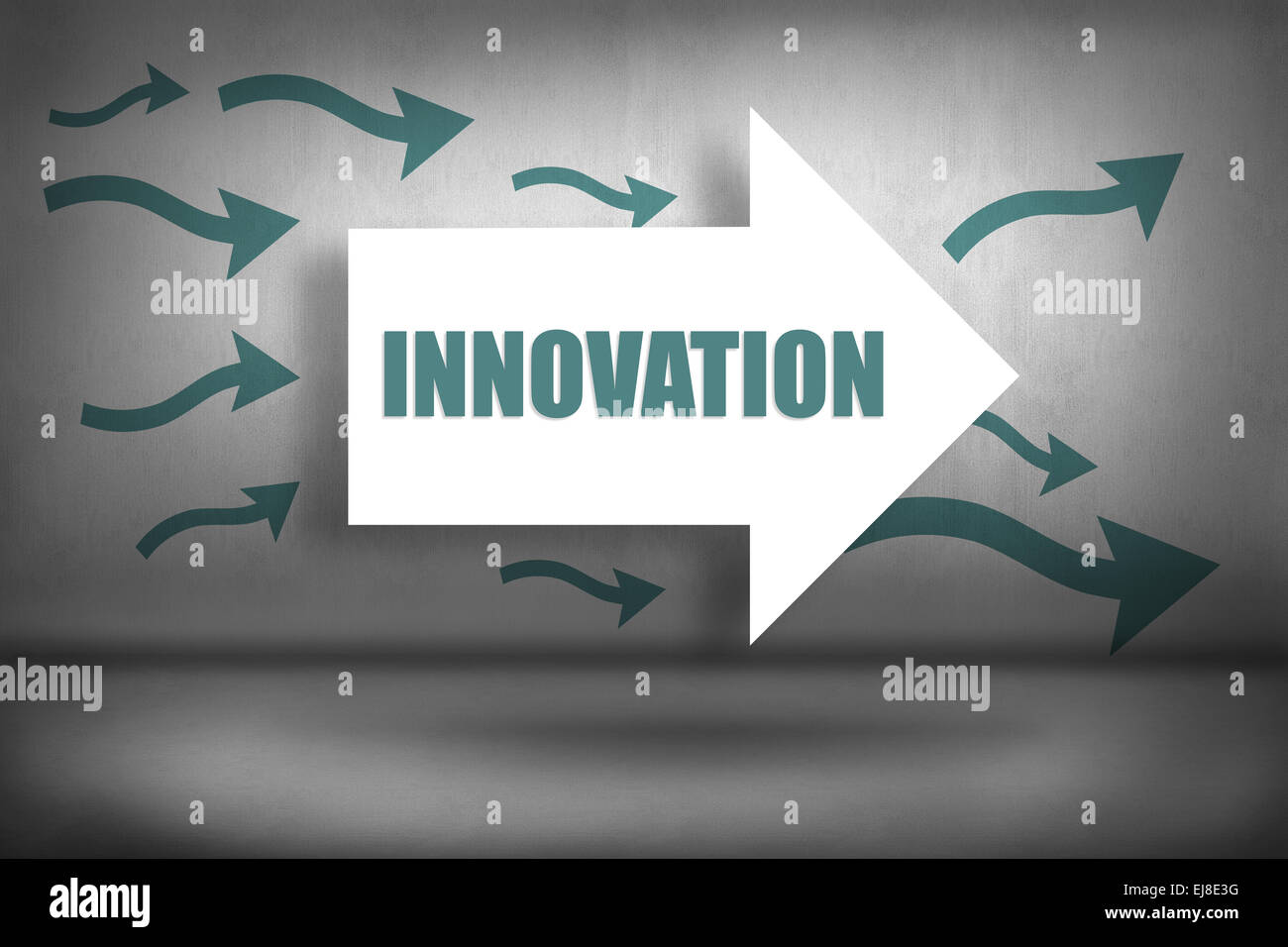 Innovation against arrows pointing Stock Photo - Alamy