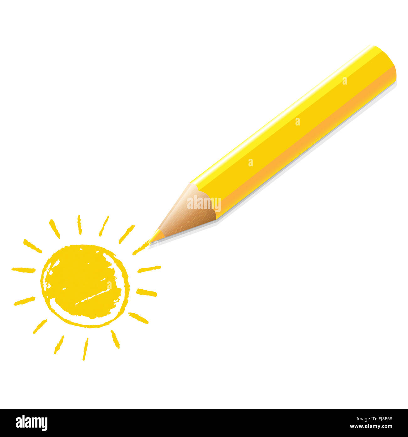 Yellow Pencil With Drawing Stock Photo - Alamy