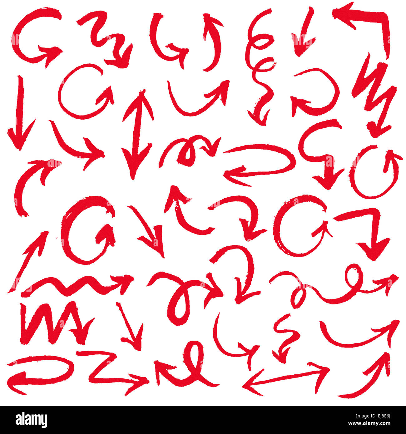 Red Hand Drawn Arrows Set Stock Photo - Alamy