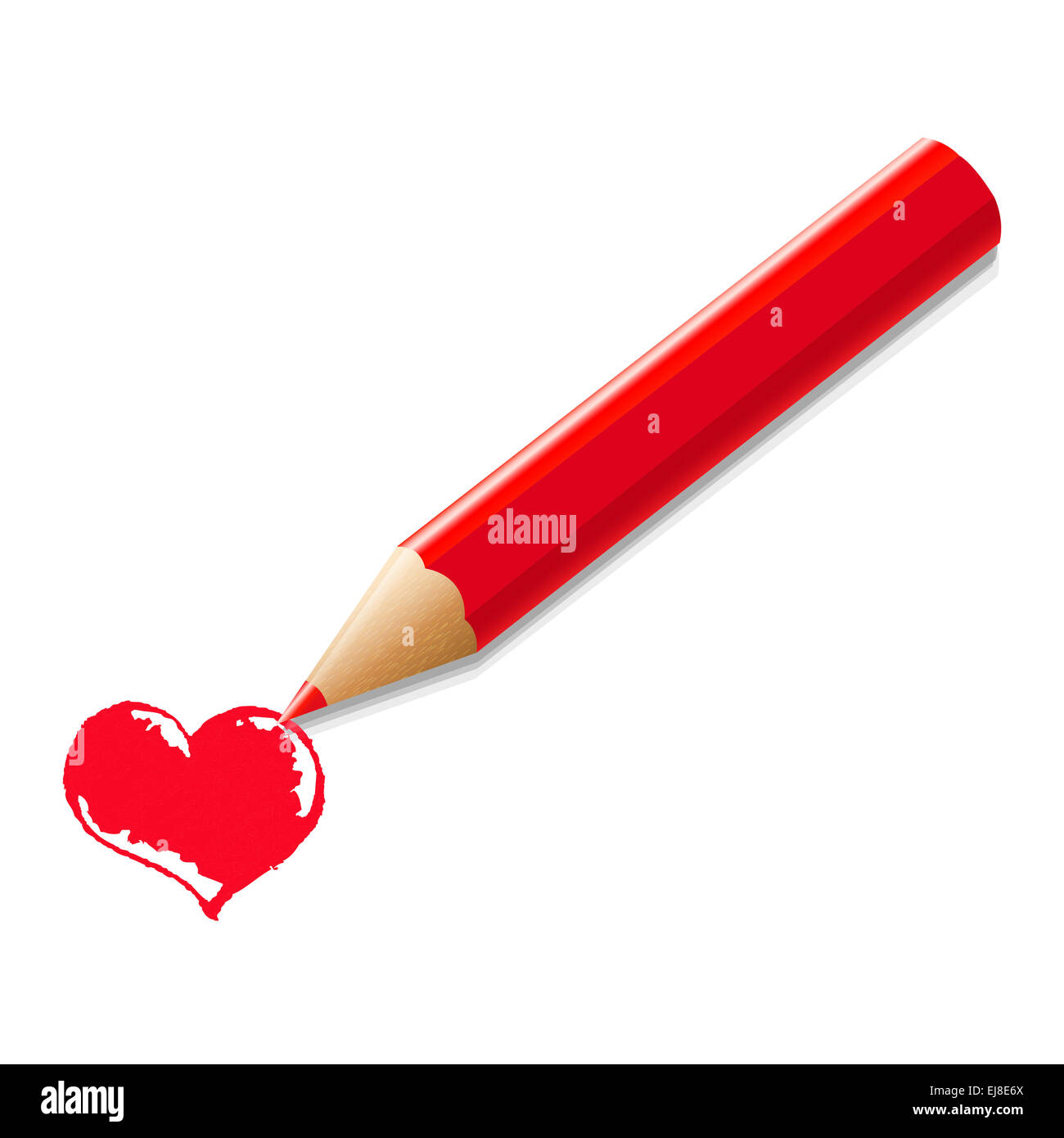 Red Pencil With Heart Stock Photo - Alamy