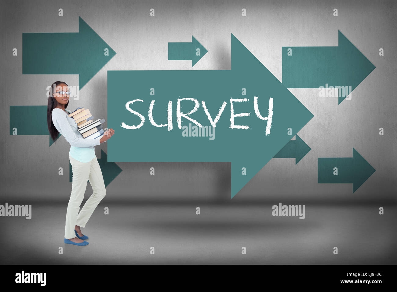 Survey against blue arrows pointing Stock Photo - Alamy