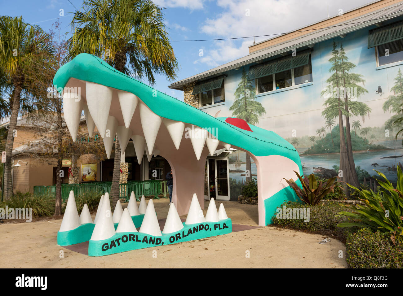 Entrance to Gatorland theme park and wildlife preserve located along ...