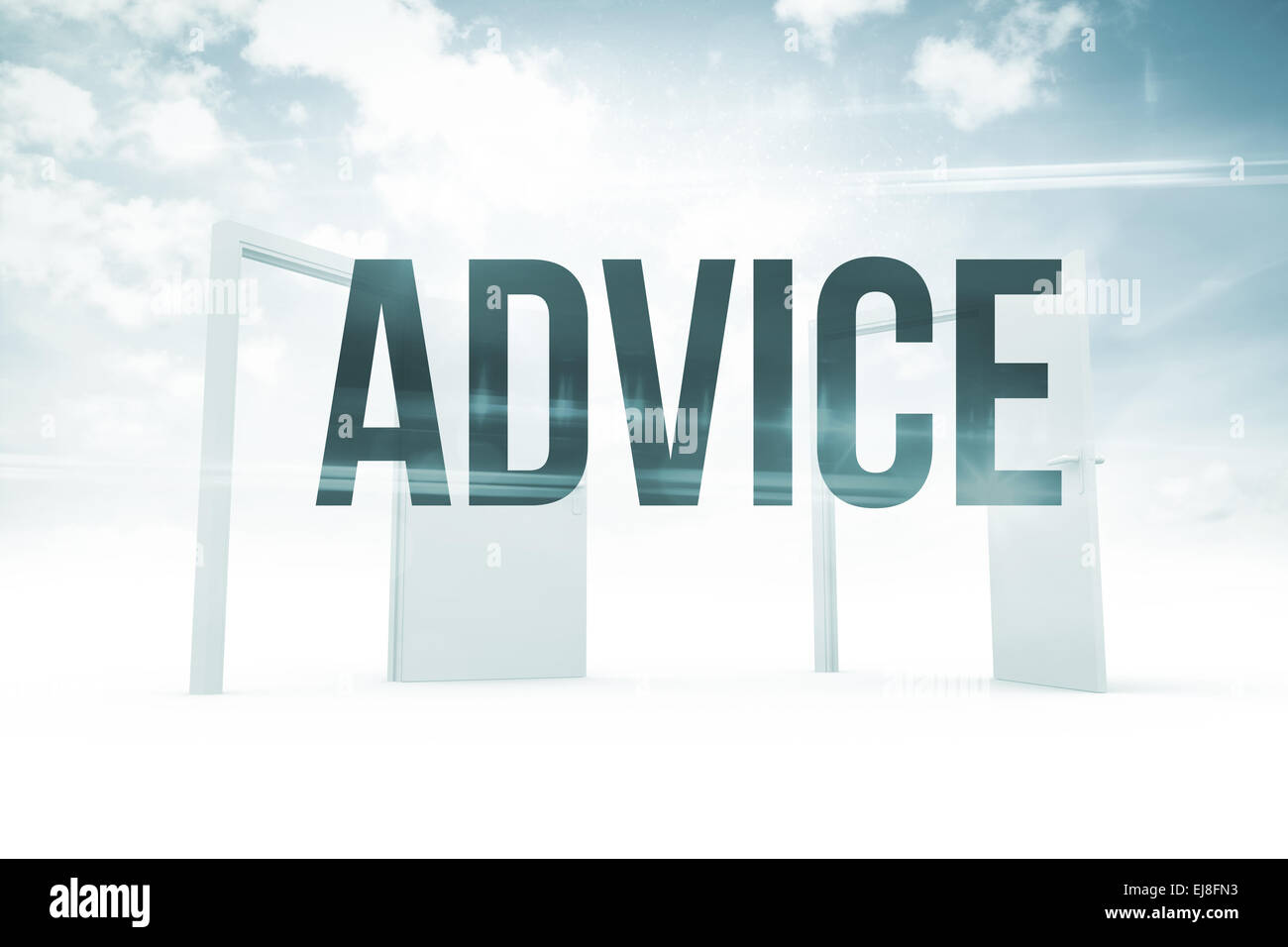 Advice against opening doors in sky Stock Photo - Alamy