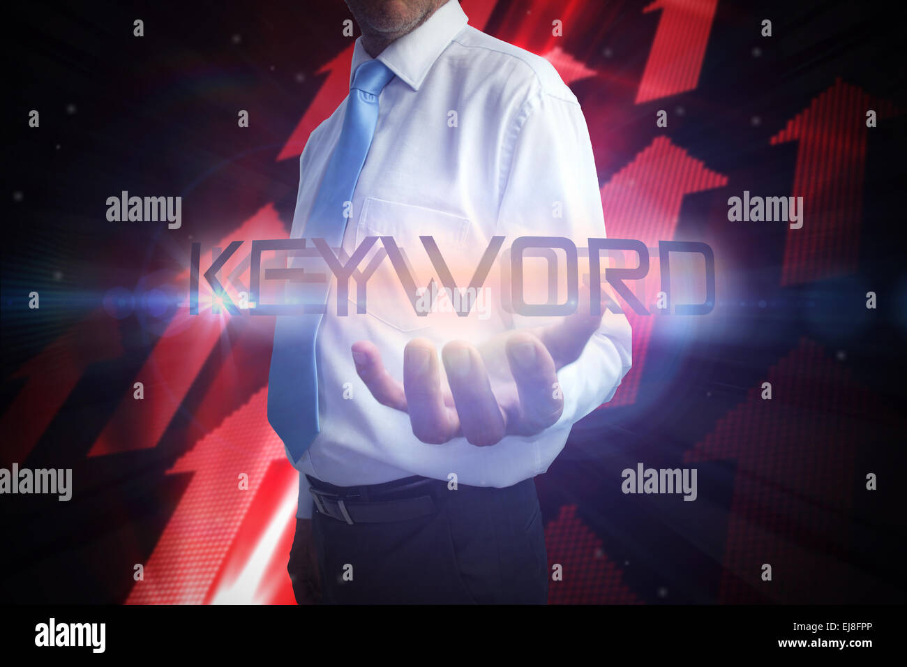 Businessman presenting the word keyword Stock Photo - Alamy