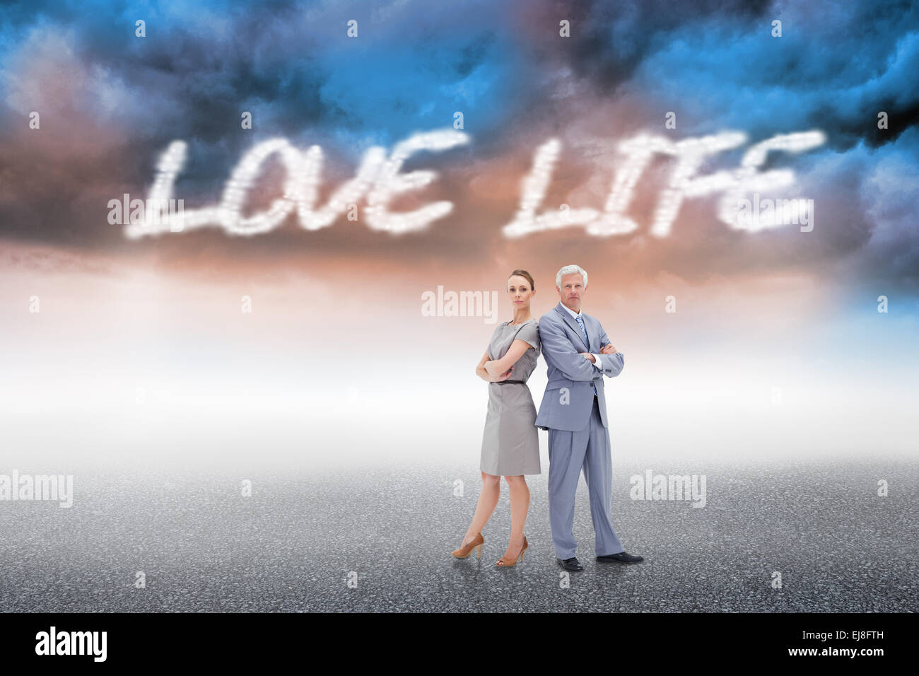 Love life against cloudy landscape background Stock Photo - Alamy