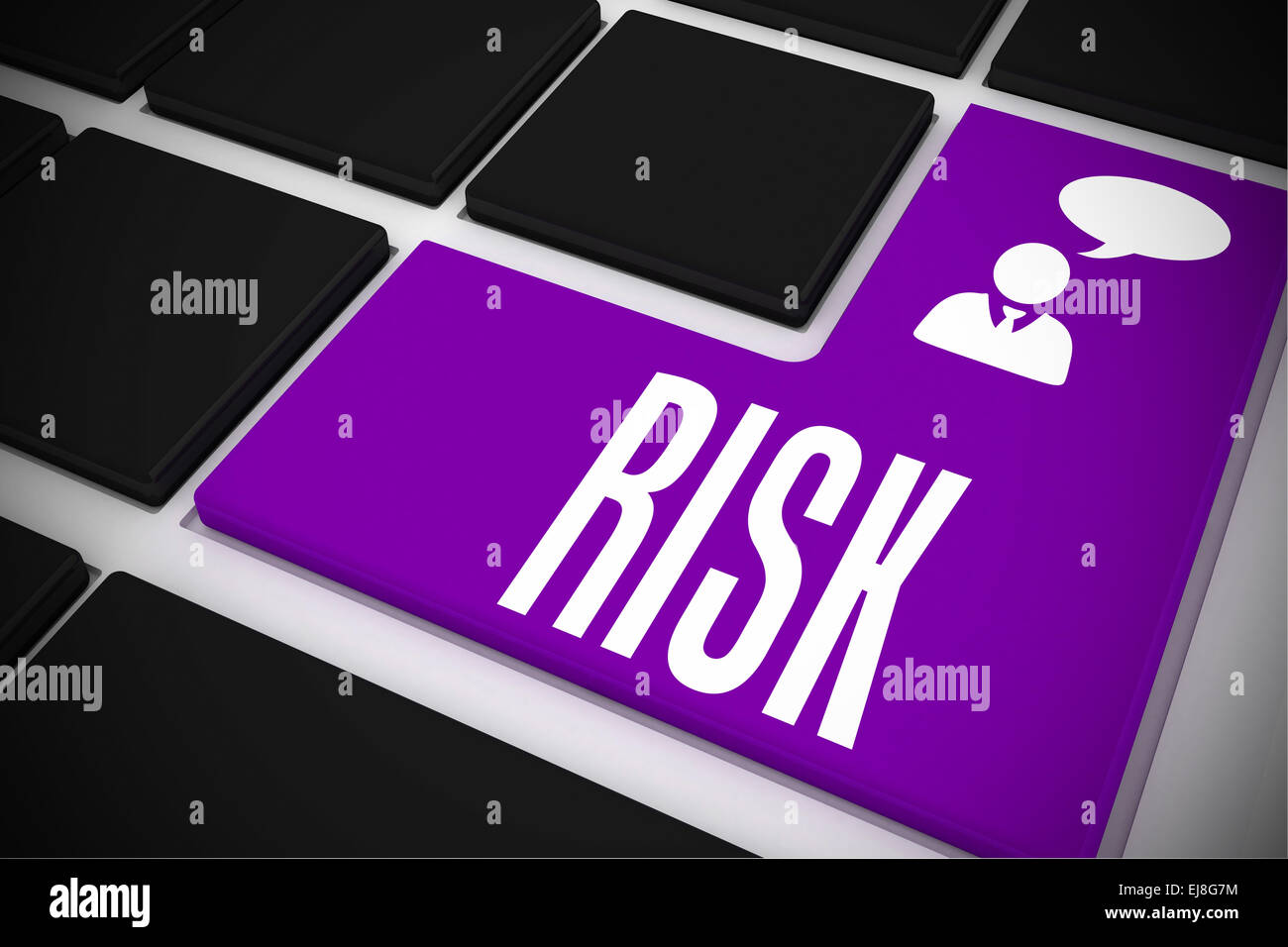Risk on black keyboard with purple key Stock Photo - Alamy