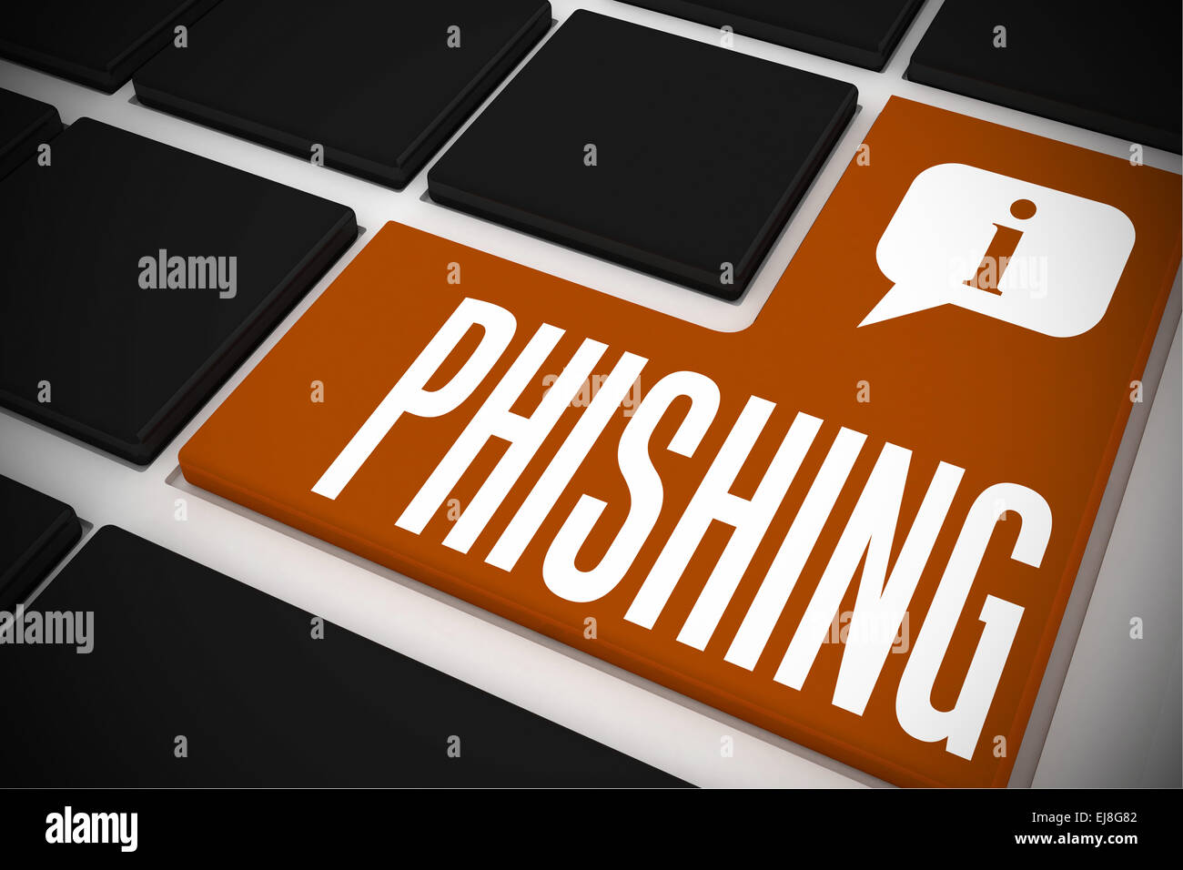 Phishing on black keyboard with orange key Stock Photo - Alamy