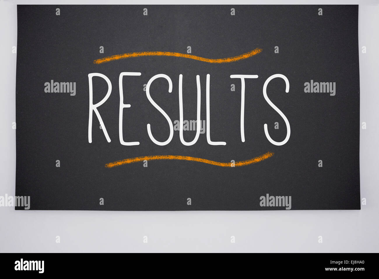 Results written on big blackboard Stock Photo - Alamy