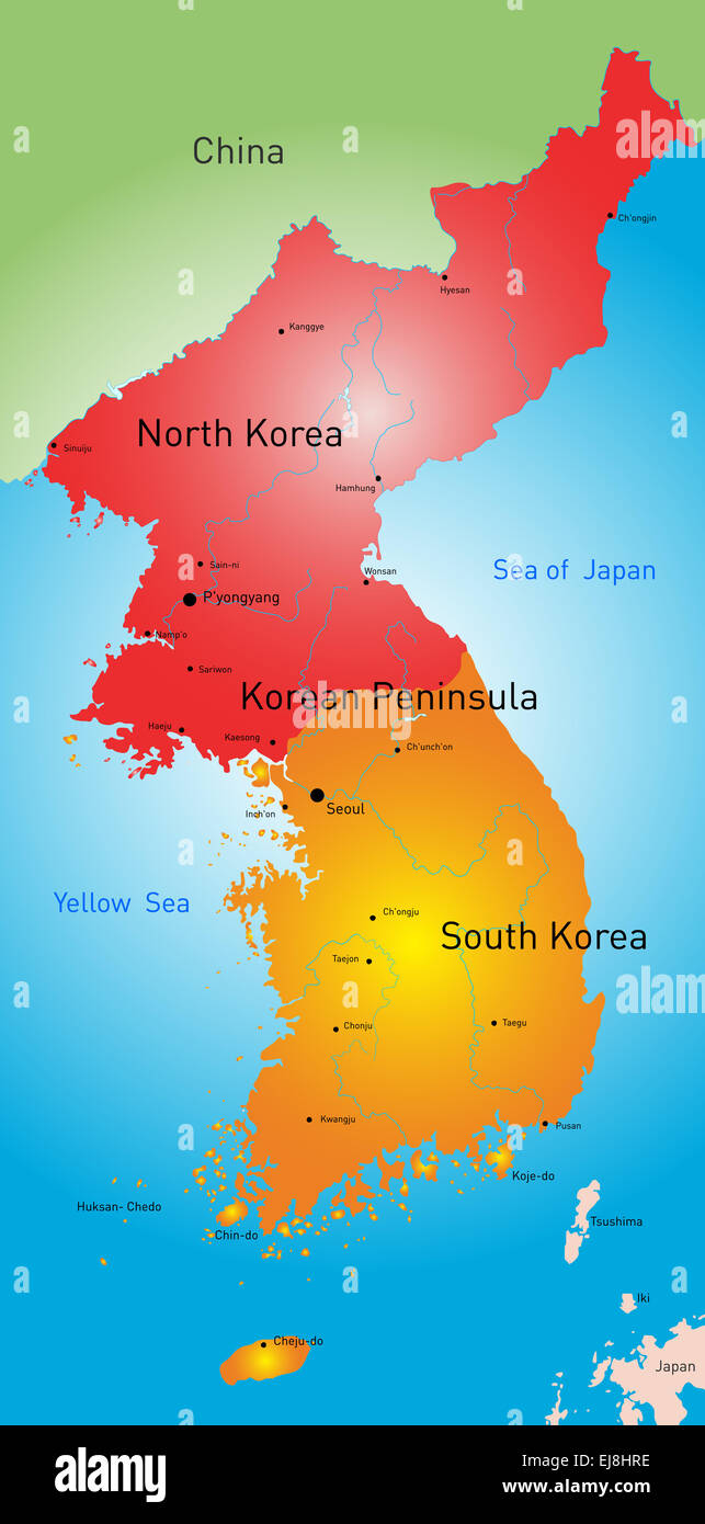 Map of koreas hi-res stock photography and images - Alamy