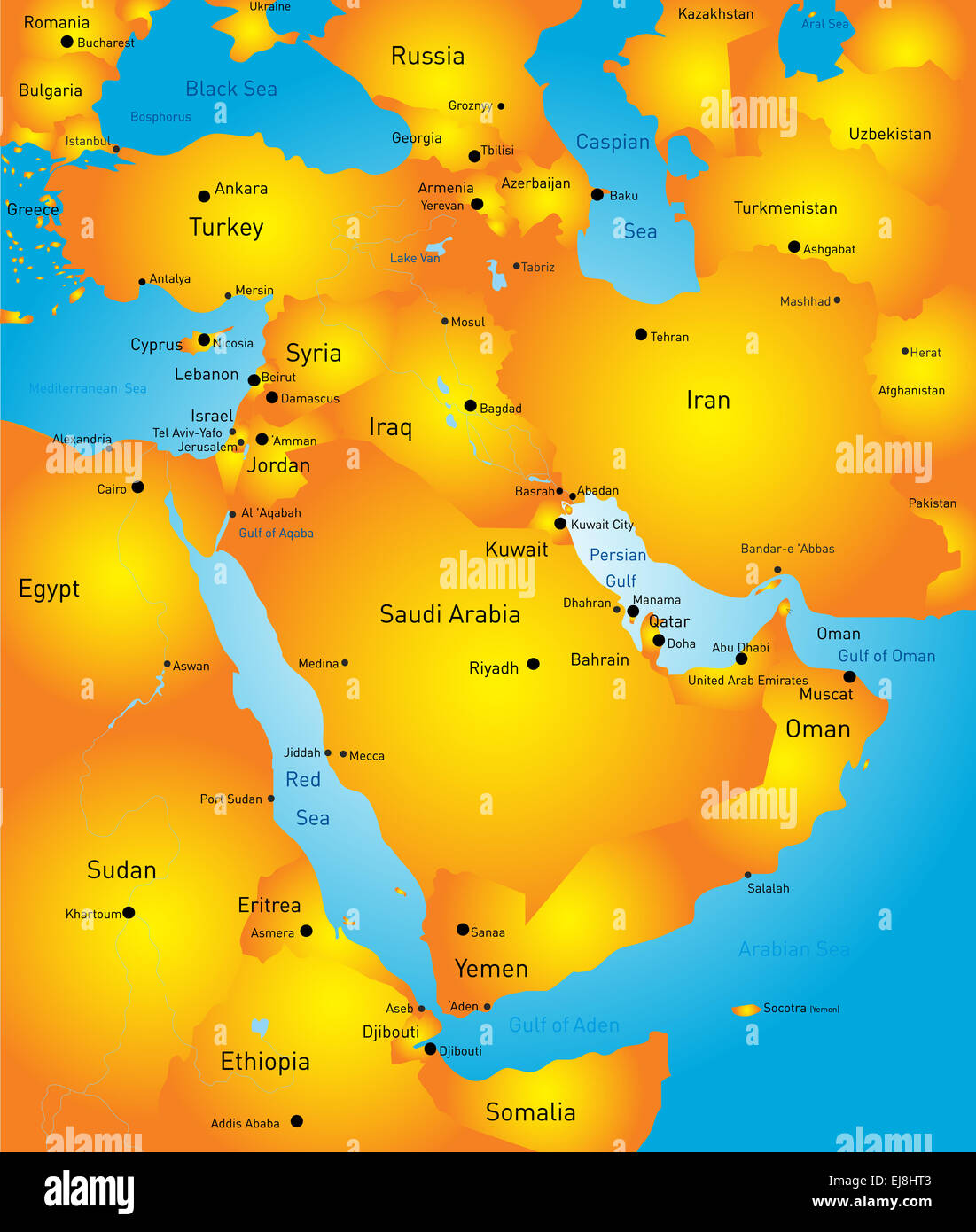Middle east map terrain hi-res stock photography and images - Alamy