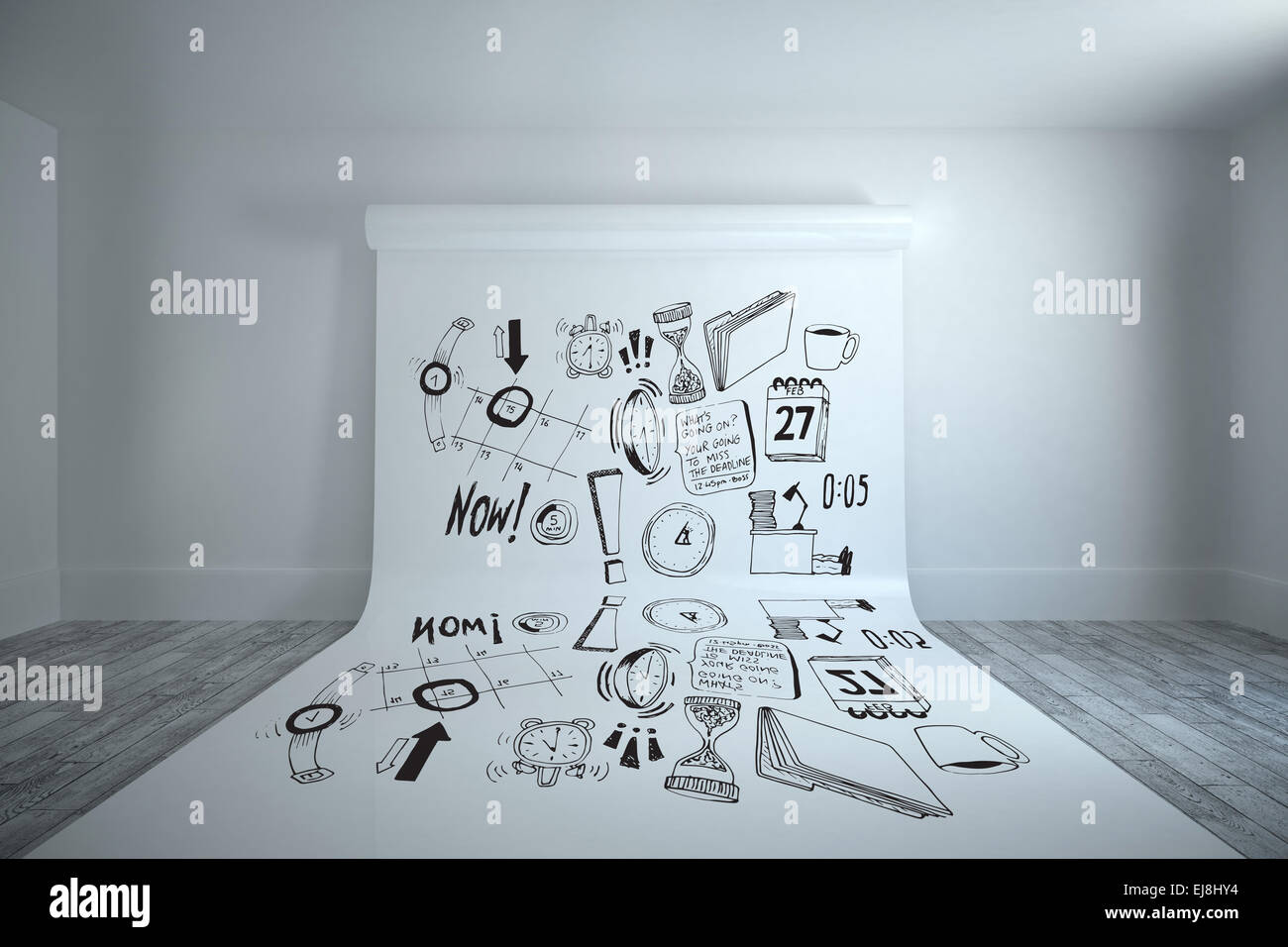 Composite image of hand drawing brainstorm with chalk on chalkboard ...