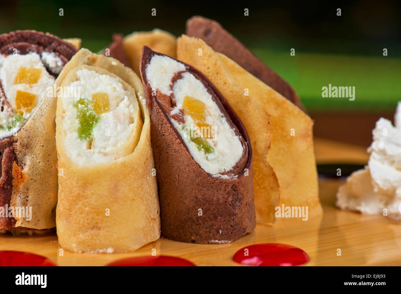 pancake roll with marmalade Stock Photo - Alamy