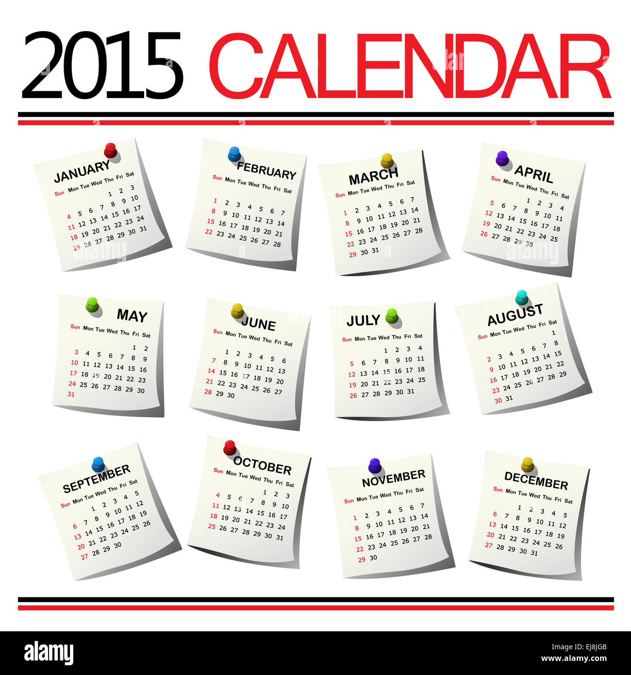 October calendar 2015 Cut Out Stock Images & Pictures - Alamy