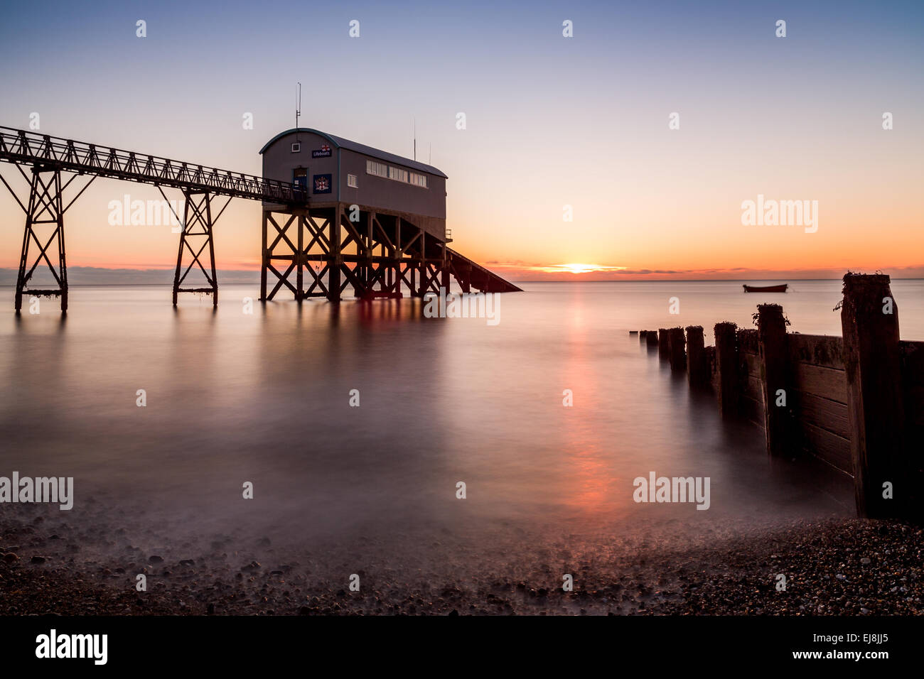 The RNLI Lifeboat Station at Selsey in West Sussex at sunrise Stock ...
