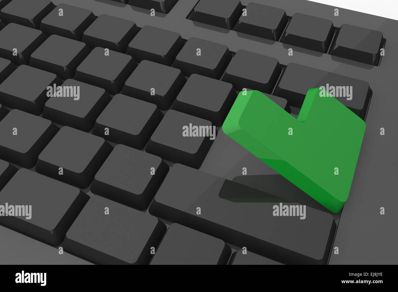Black keyboard with green key Stock Photo - Alamy