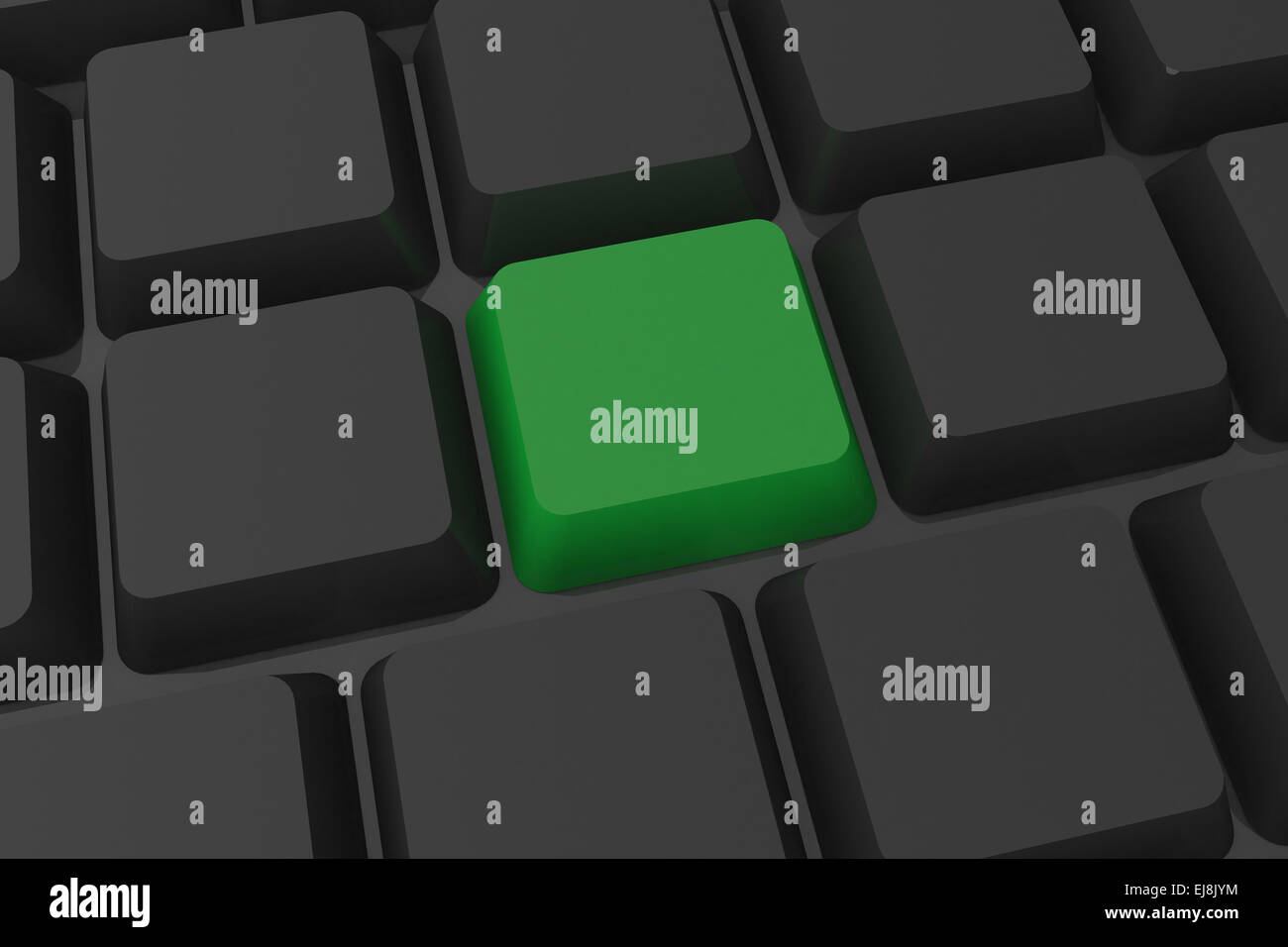 Black keyboard with green key Stock Photo - Alamy